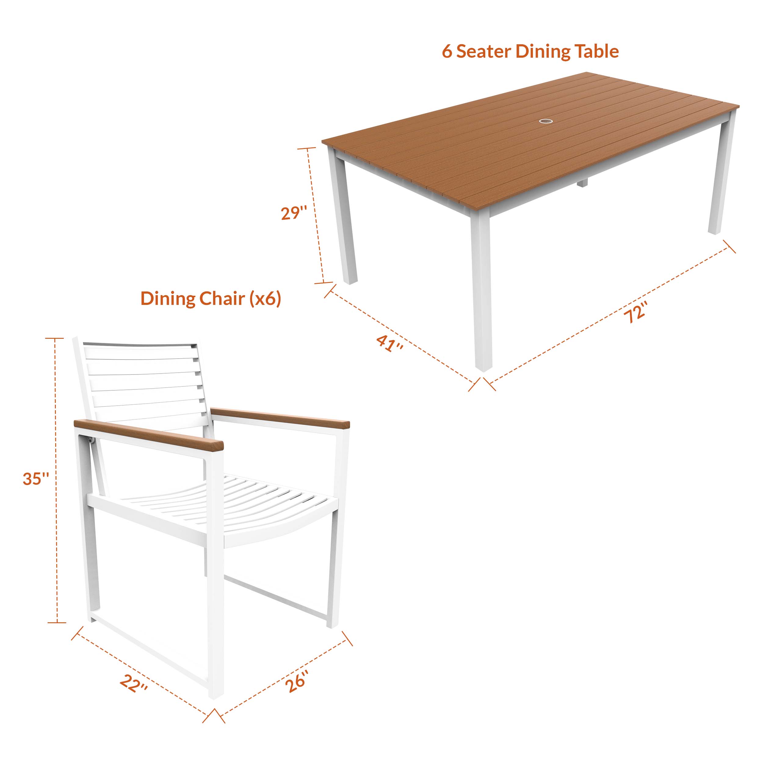 Brighton 6-Seater Patio Dining Set – Modern Outdoor Dining | PatioHQ