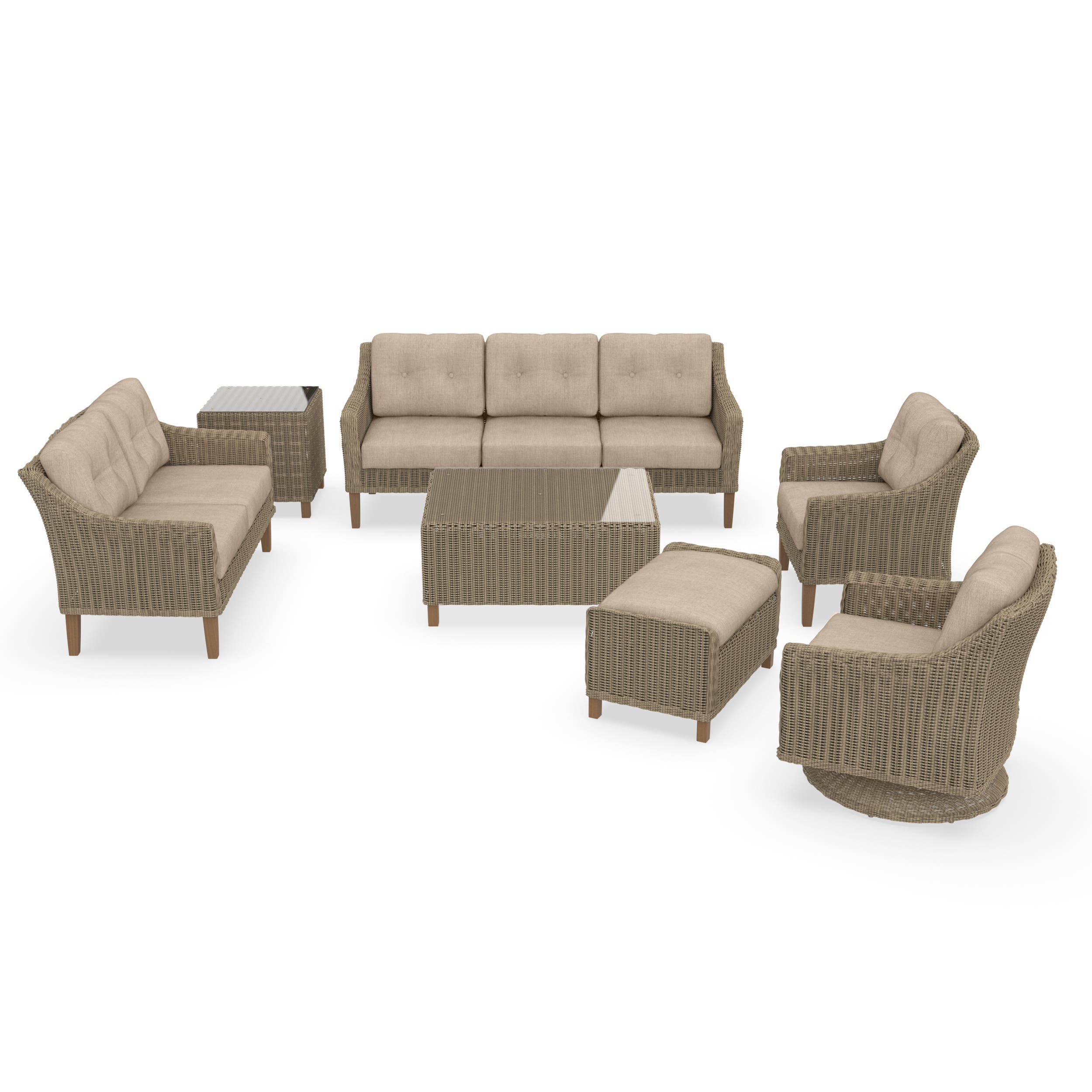 Carlisle 7-Piece Ultimate Patio Set | Wicker Comfort | PatioHQ