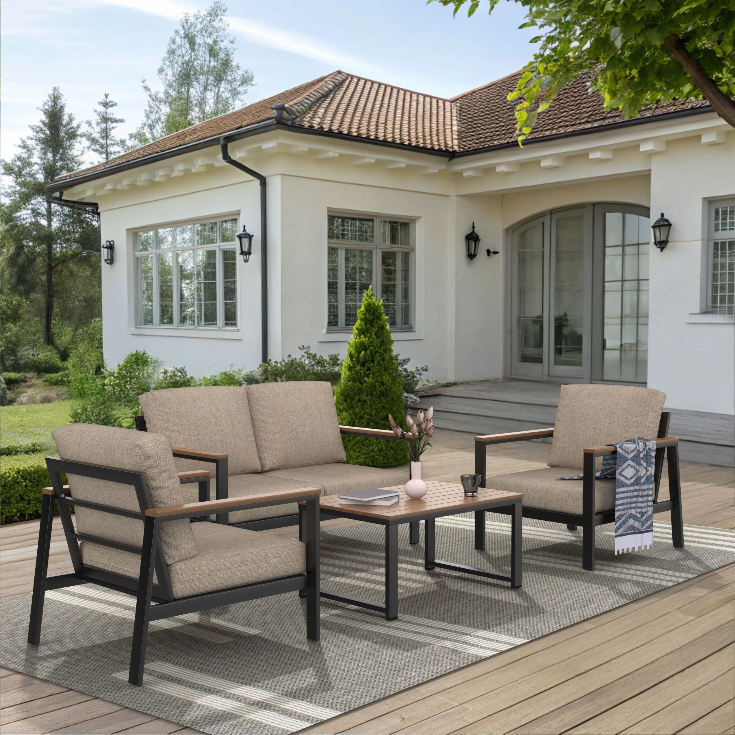 Hanover 4-Piece Conversation Patio Set | Custom Wicker Style | PatioHQ