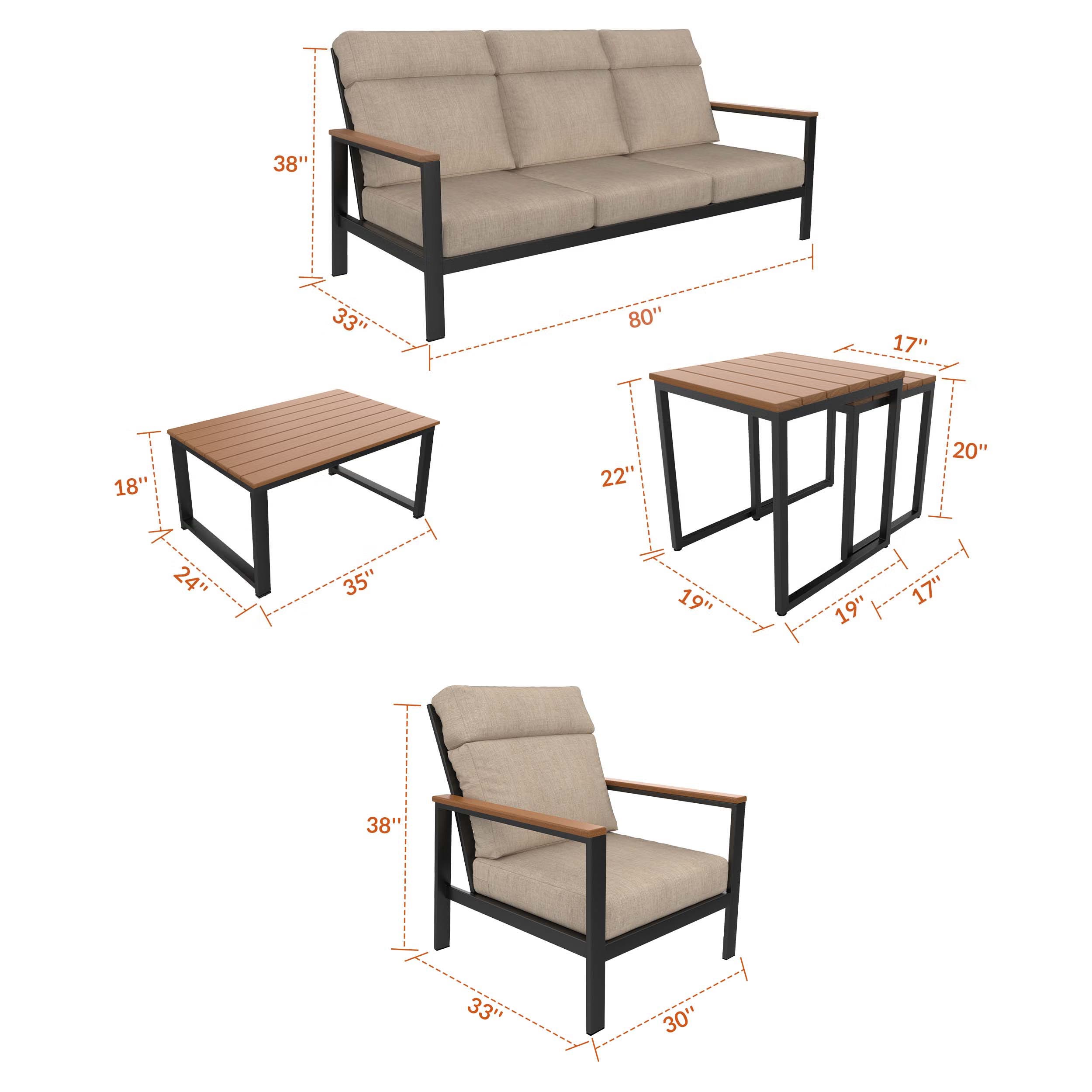 Windsor 6-Piece Seating Patio Set – High-Back Modular Lounge | PatioHQ