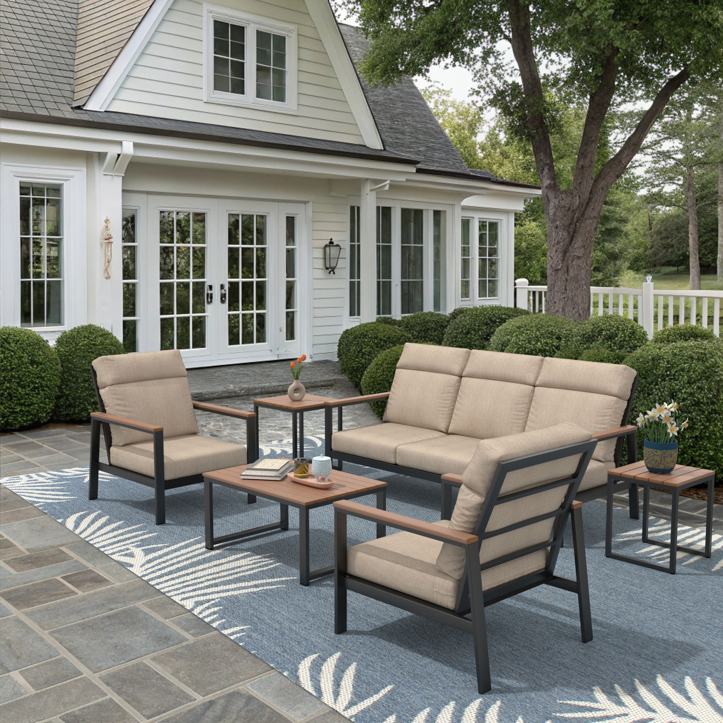 Windsor 6-Piece Seating Patio Set – High-Back Modular Lounge | PatioHQ